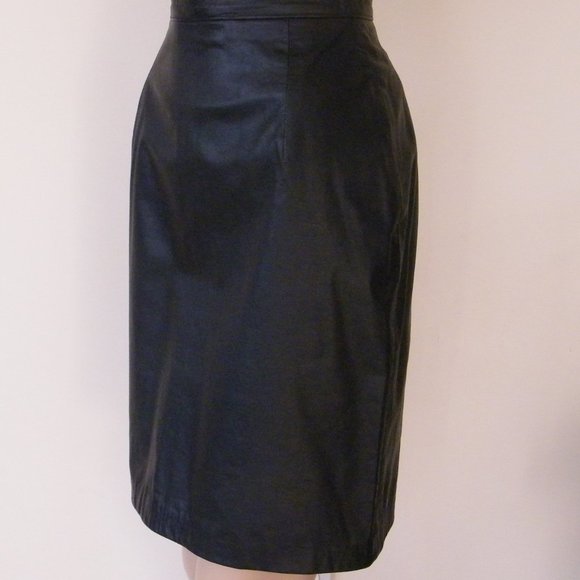 Maxima | Skirts | Vintage Maxima Black Leather Pencil Skirt Size 6 ...